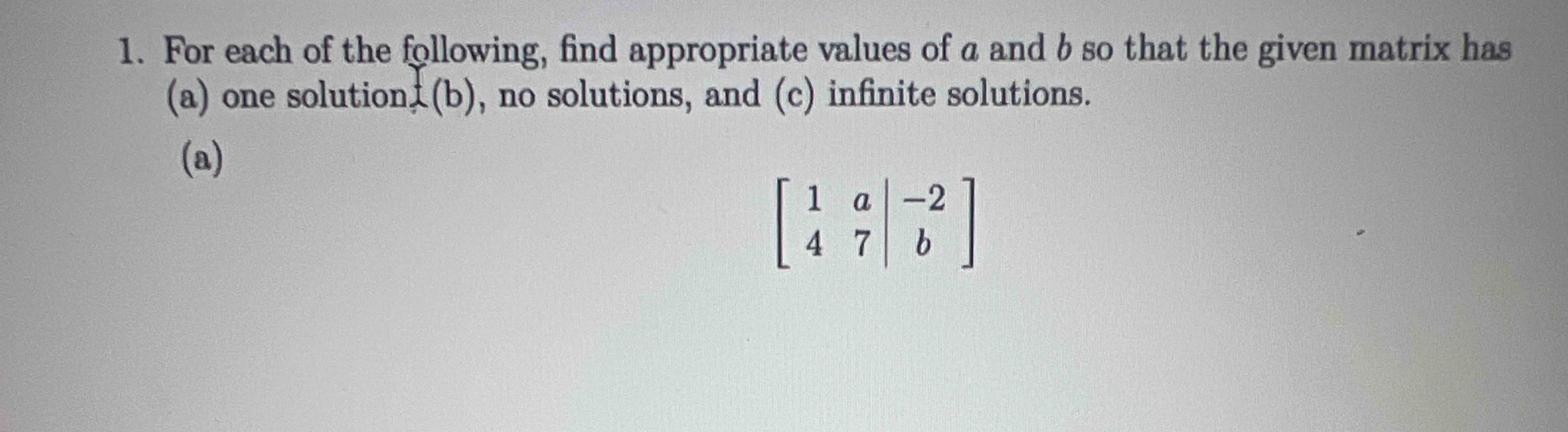 Solved For each of ﻿the following, find appropriate values | Chegg.com