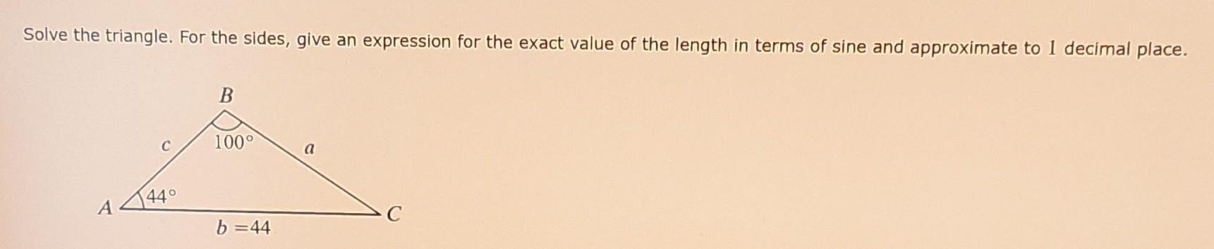 Solved Solve the triangle. For the sides, give an expression | Chegg.com