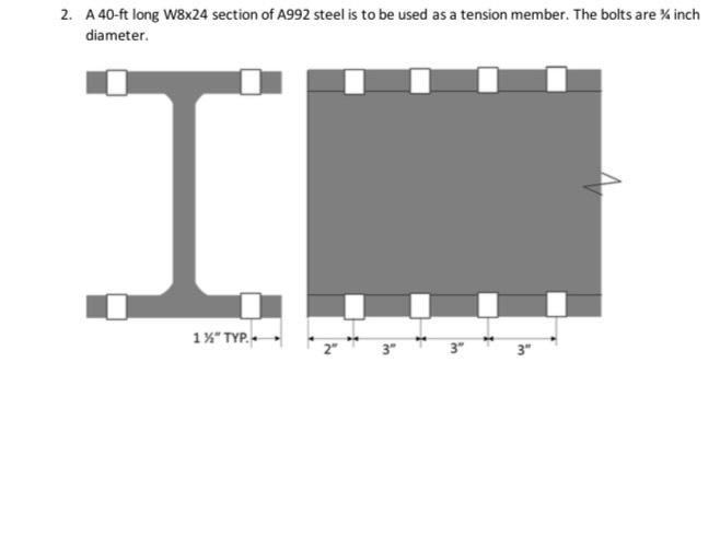 2. A 40−ft long W8×24 section of A992 steel is to be | Chegg.com