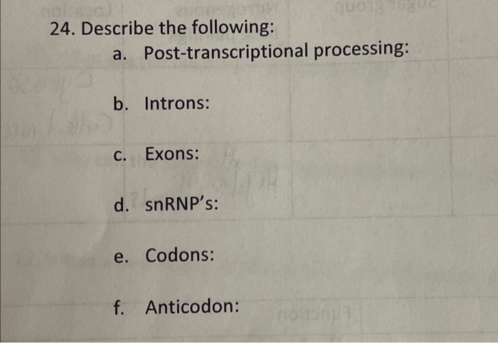 Solved nolisoolil 24. Describe the following: a. | Chegg.com