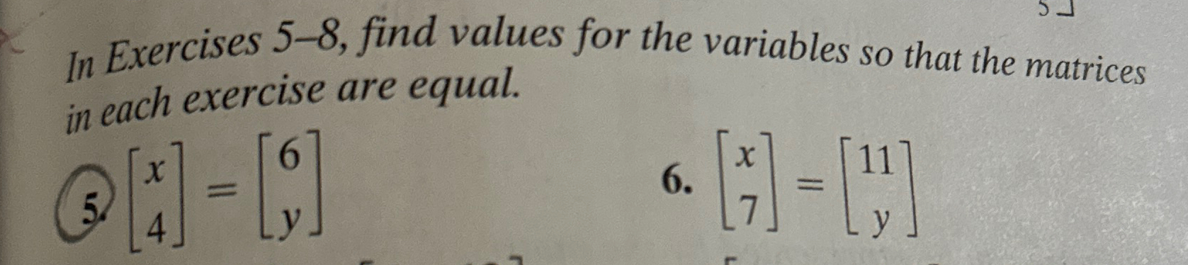 Solved In Exercises 5-8, ﻿find values for the variables so | Chegg.com