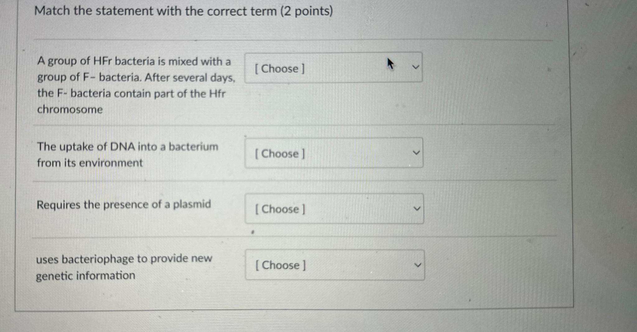 Solved Match the statement with the correct term ( 2 | Chegg.com