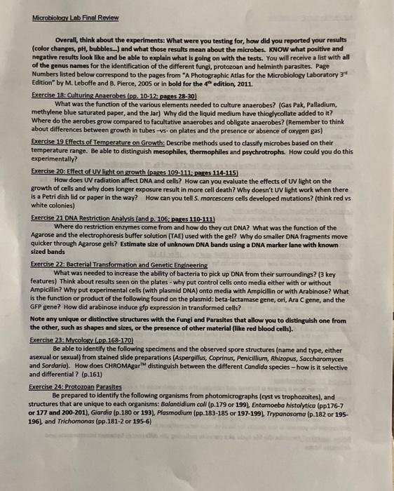 Solved Microbiology Lab Final Review Exercise 25: The | Chegg.com