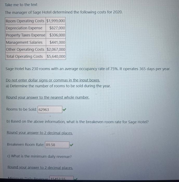 Solved Take me to the text The manager of Sage Hotel | Chegg.com