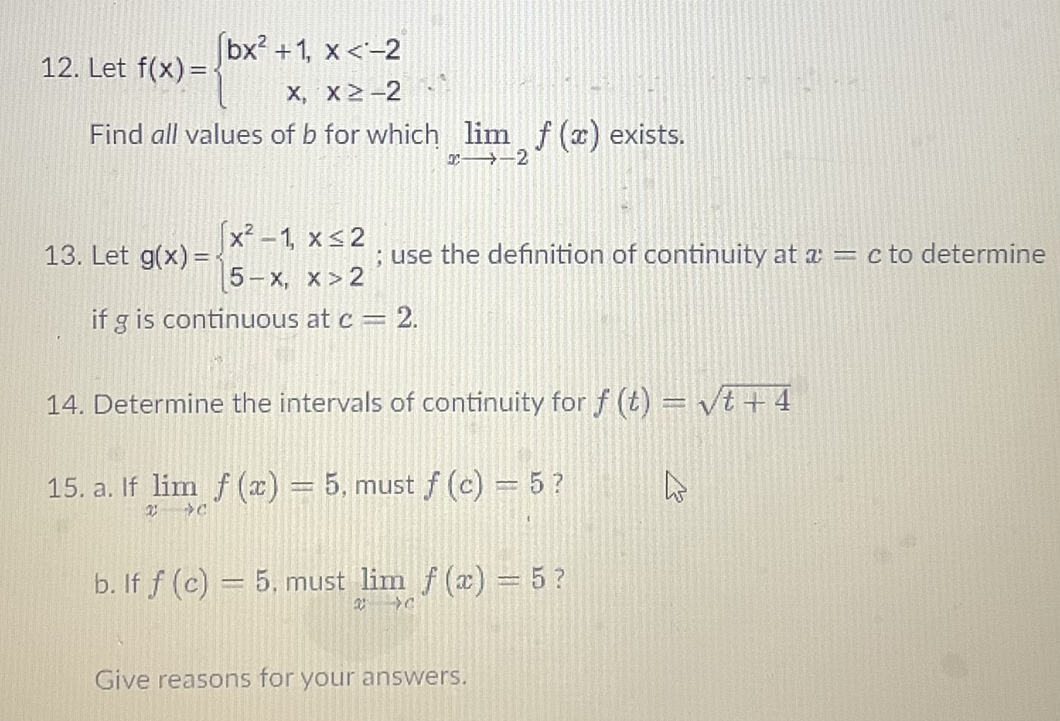 Solved Find each limit using algebraic techniques: | Chegg.com