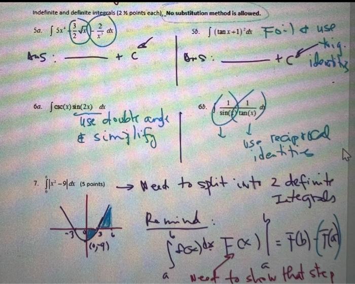 Solved Indefinite and definite integrals (2 % points each), | Chegg.com