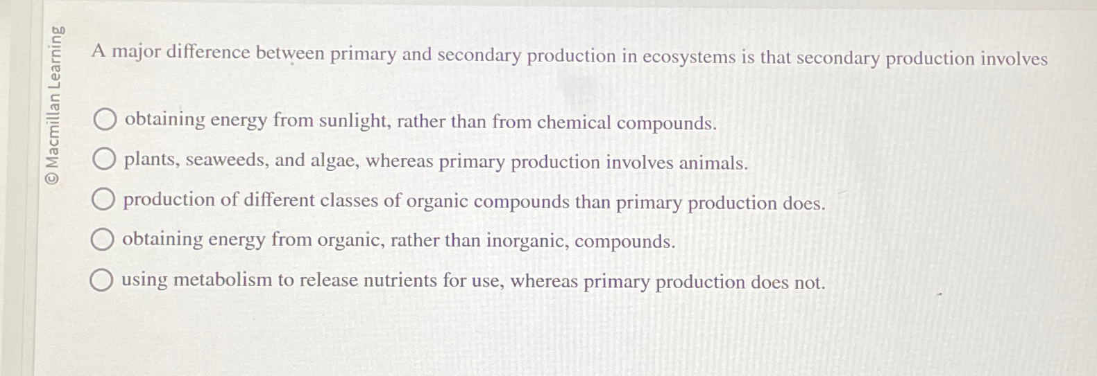 Solved A major difference between primary and secondary | Chegg.com