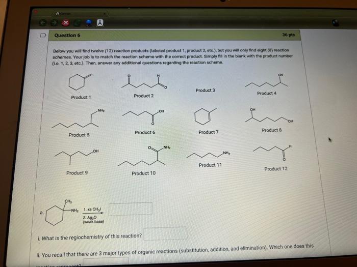 Solved Below you will find twolve (12) reaction products | Chegg.com