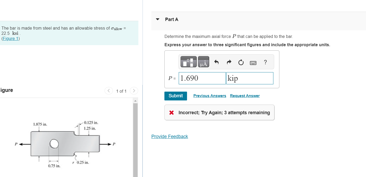 Solved The bar is made from steel and has an allowable | Chegg.com