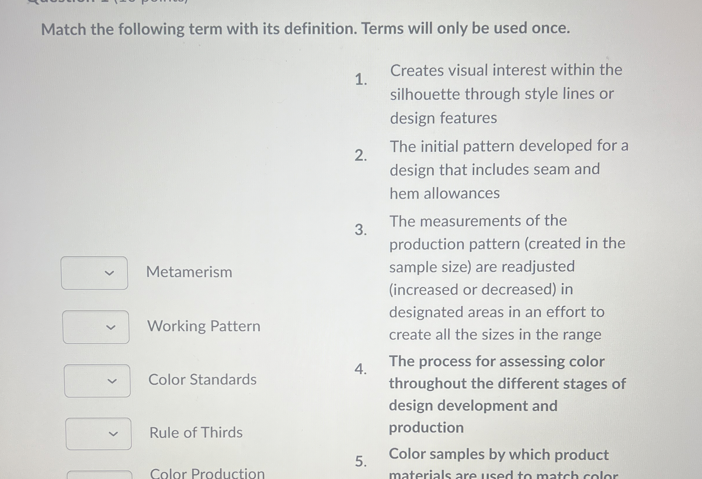 Solved Match the following term with its definition. Terms | Chegg.com