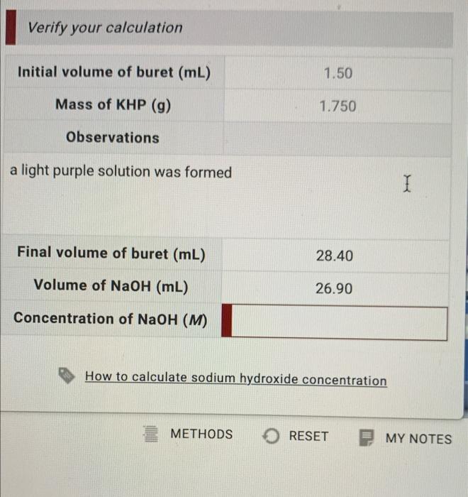 Solved How to calculate sodium hydroxide concentration | Chegg.com