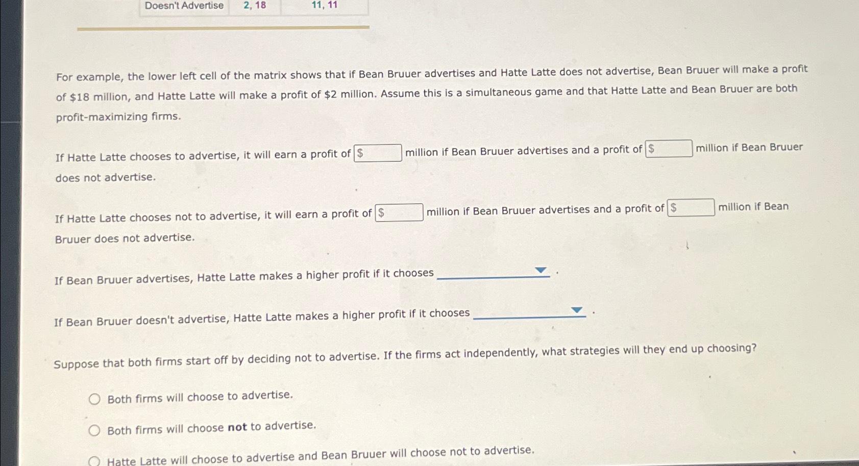 Solved Doesn't Advertise2,1811,11profit-maximizing firms.If | Chegg.com