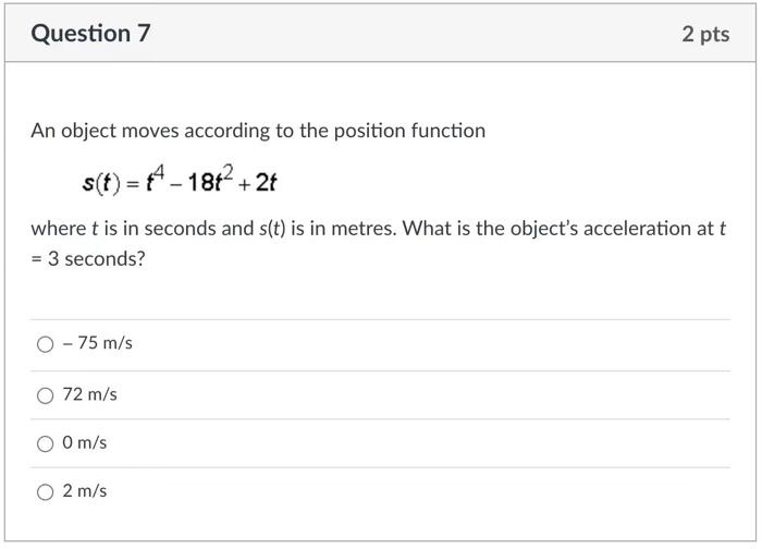 Solved An Object Moves According To The Position Function