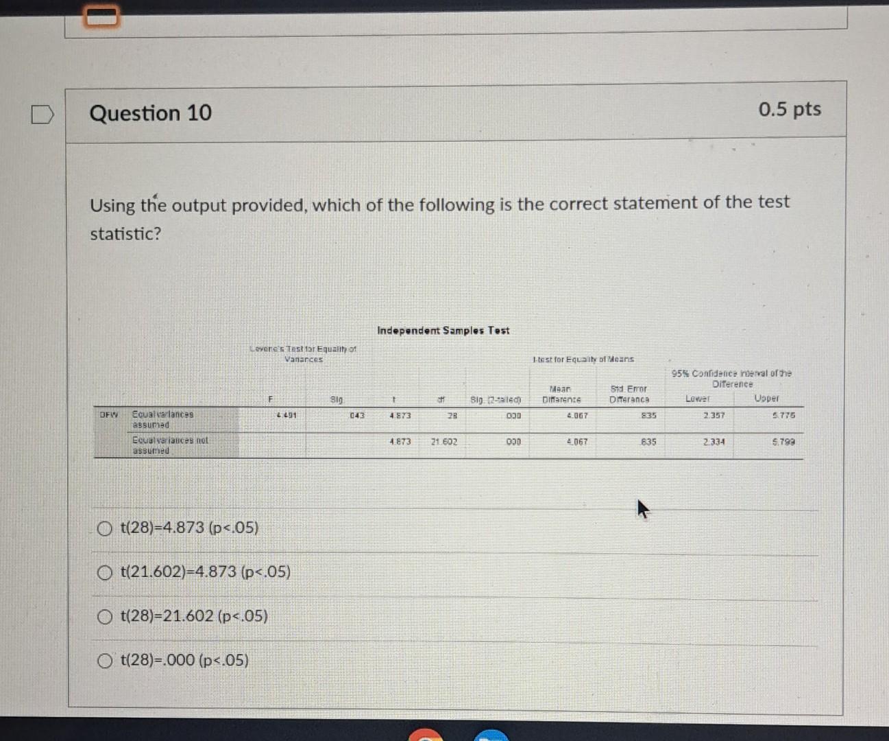 Solved Using the output provided, which of the following is | Chegg.com