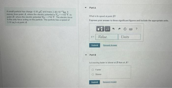 Solved A small particle has charge −5.50μC and mass | Chegg.com
