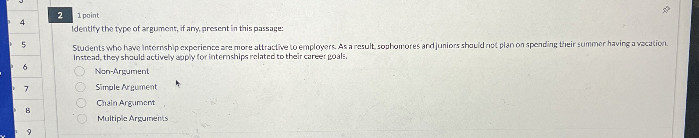 Solved 21 ﻿pointIdentify the type of argument, if any, | Chegg.com