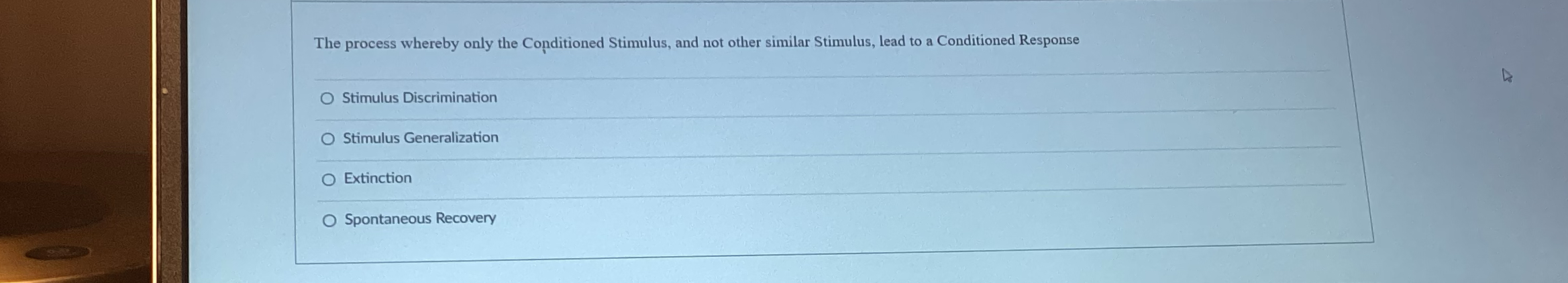 Solved The process whereby only the Conditioned Stimulus, | Chegg.com