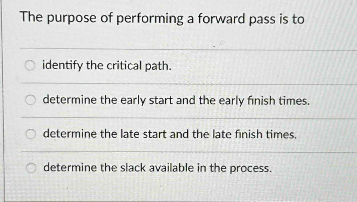 Solved The purpose of performing a forward pass is | Chegg.com
