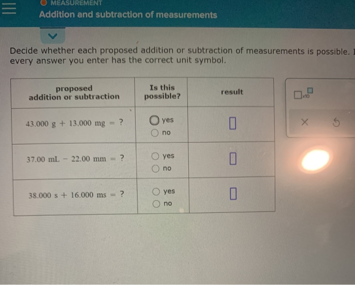 Solved U MEASUREMENT Addition and subtraction of | Chegg.com