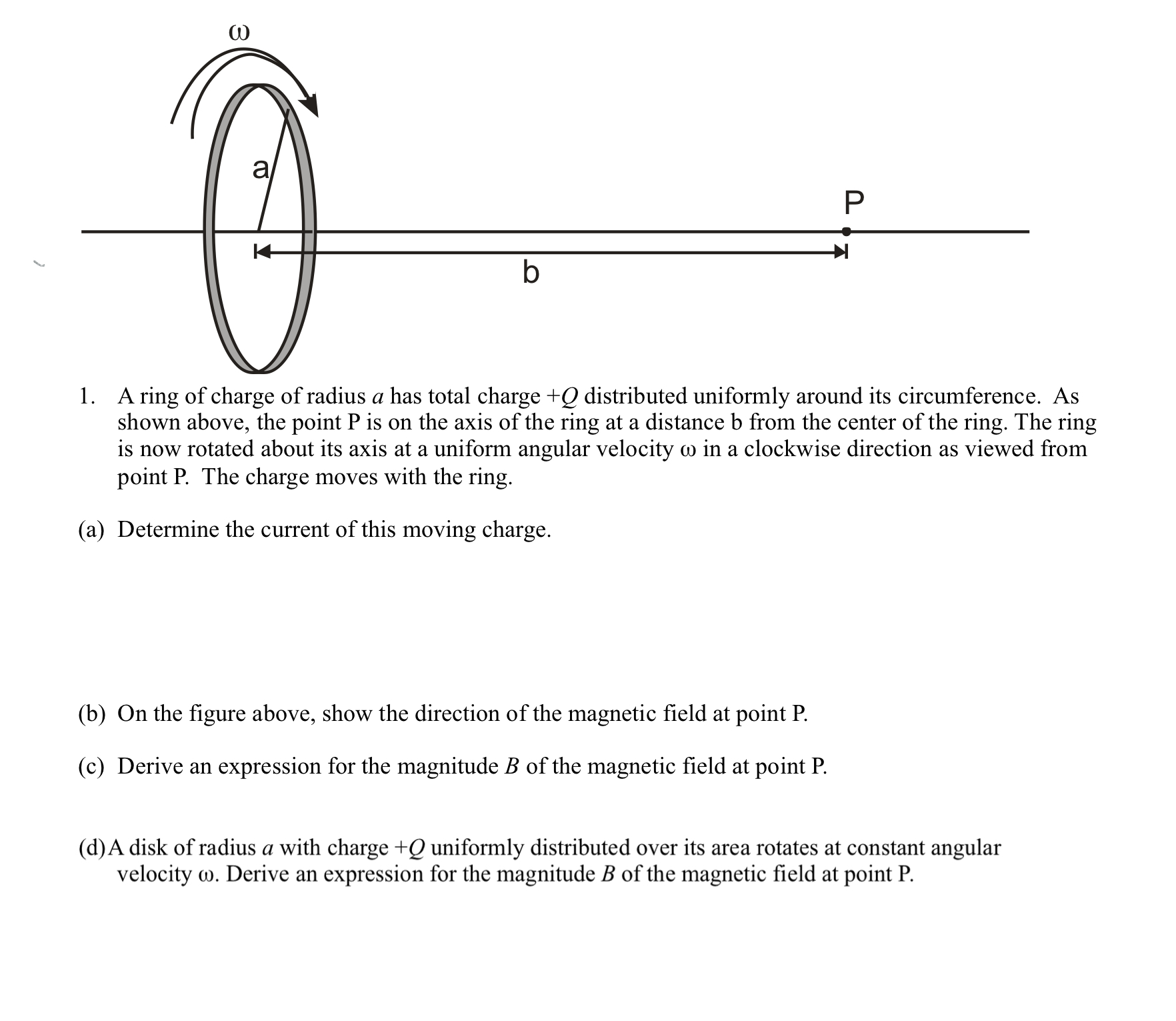 Solved A ring of charge of radius a has total charge +Q | Chegg.com