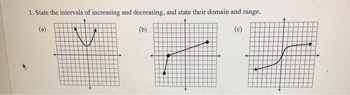 Solved 1. State the intervals of increasing and decreasing, | Chegg.com