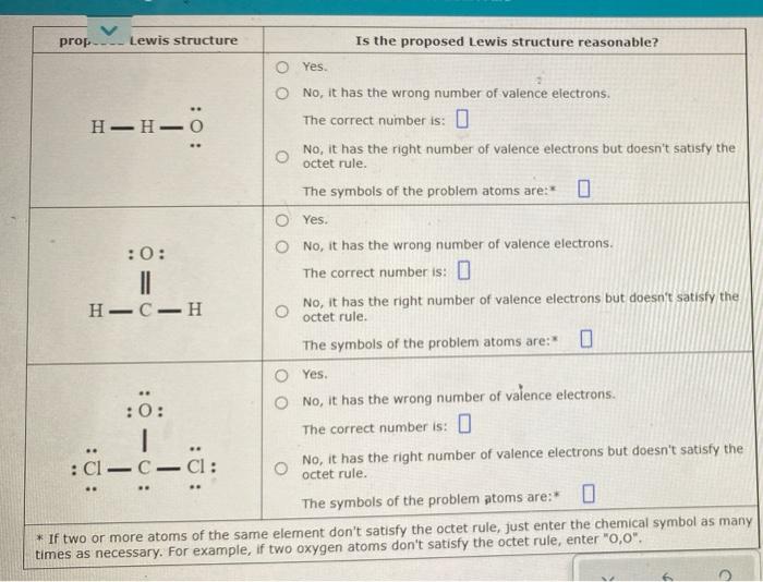 Solved prop --- Lewis structure H-HO Is the proposed Lewis | Chegg.com