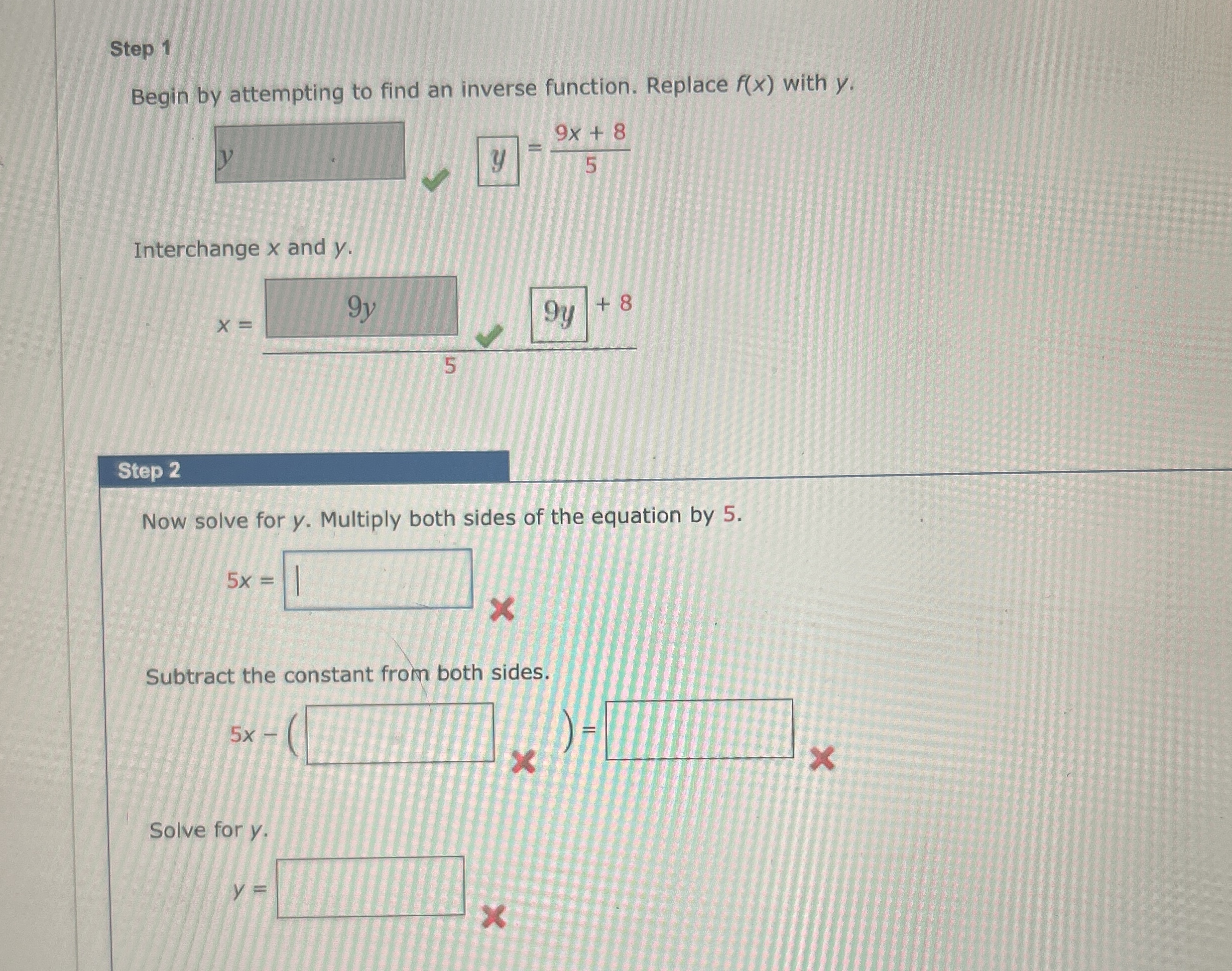 Solved Step 1Begin by attempting to find an inverse | Chegg.com