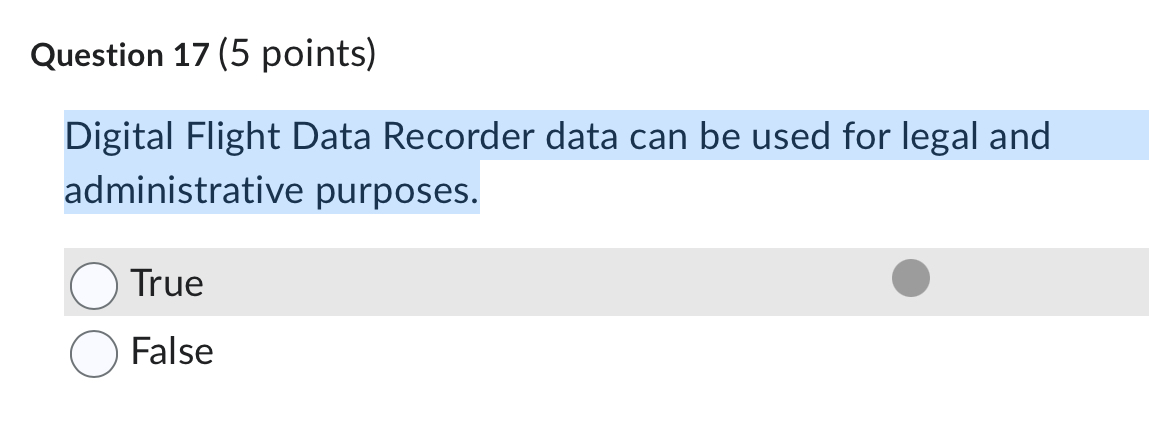 Solved Question 17 (5 ﻿points)Digital Flight Data Recorder | Chegg.com
