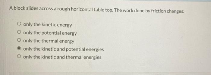 Solved A block slides across a rough horizontal table top. | Chegg.com