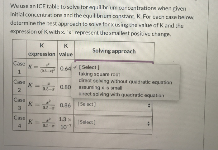 Solved We use an ICE table to solve for equilibrium | Chegg.com