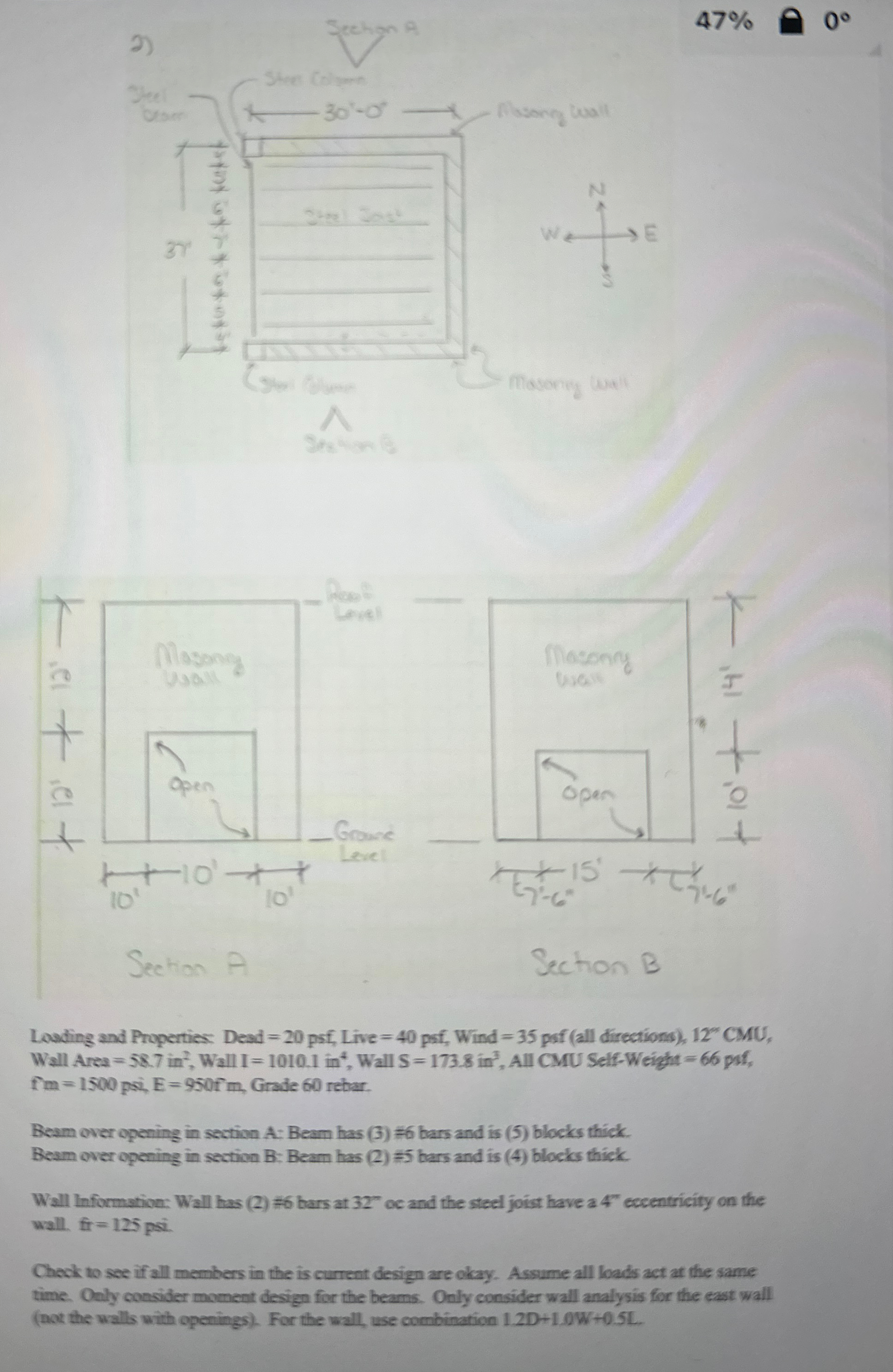 Solved Losding and Properties: Desd =20 ﻿psf, ﻿Live =40psf, | Chegg.com
