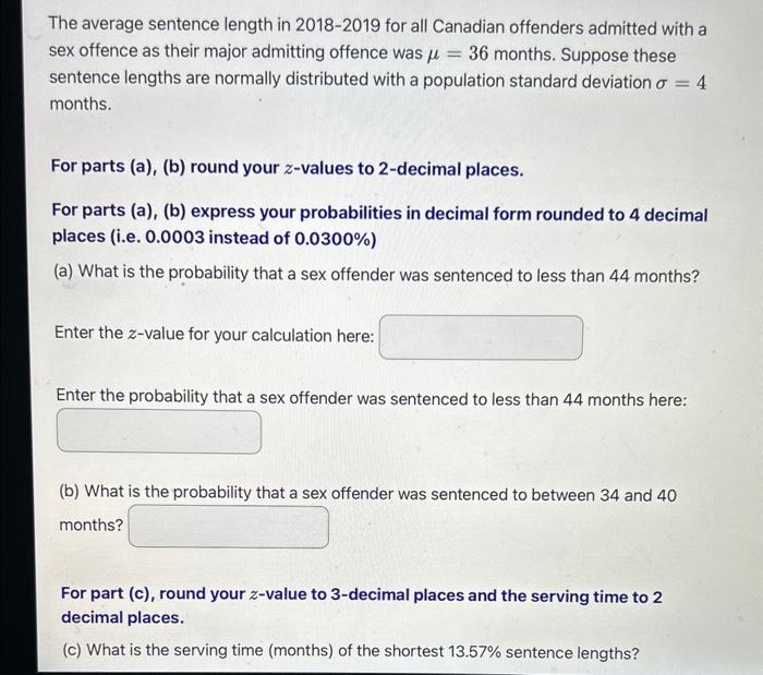 Solved The average sentence length in 2018-2019 for all | Chegg.com