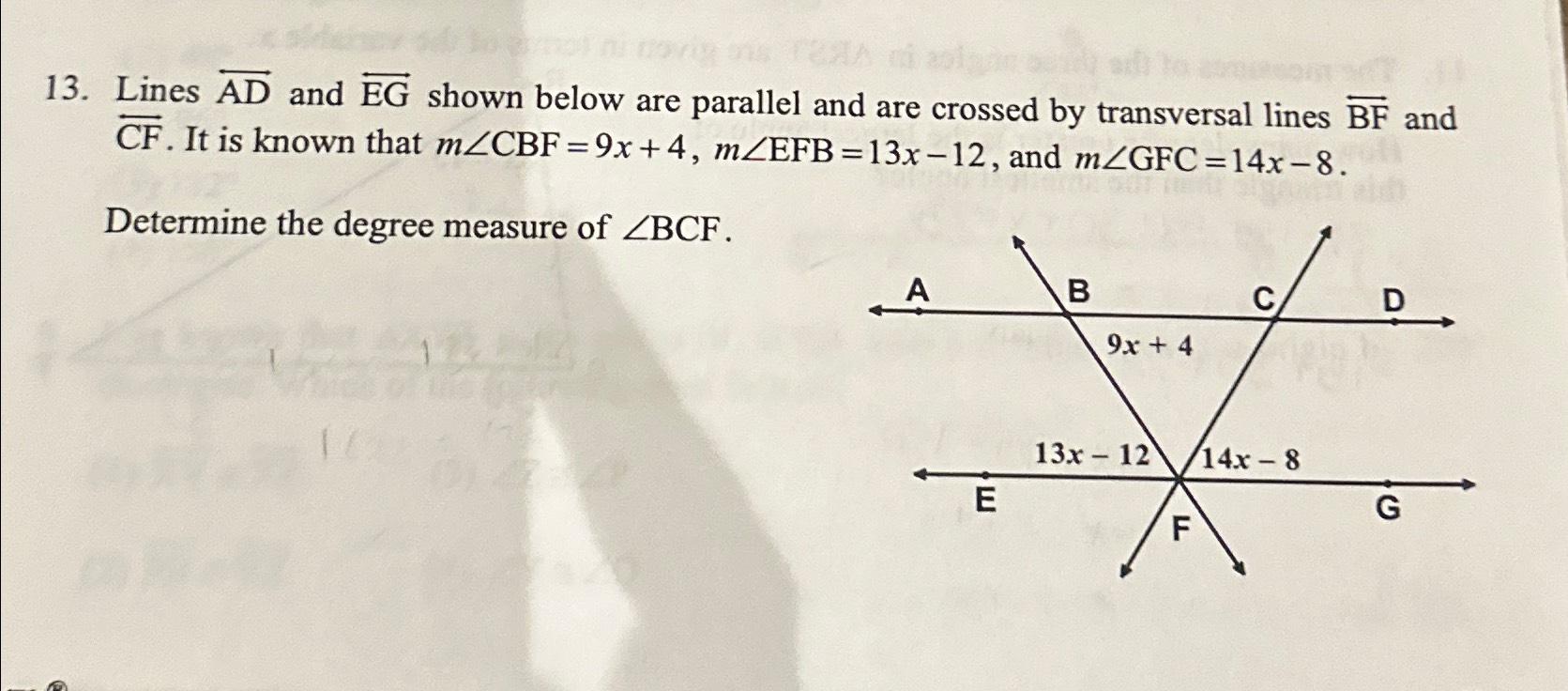 Solved Lines vec(AD) ﻿and EGharr ﻿shown below are parallel | Chegg.com