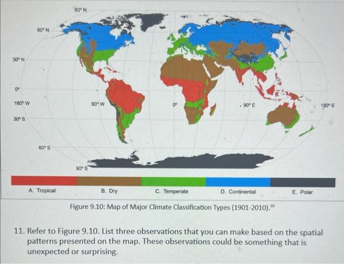 Solved Figure 9.10: Map of Major Climate Classification | Chegg.com