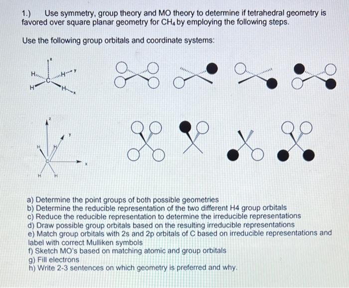 1.) Use symmetry, group theory and MO theory to | Chegg.com