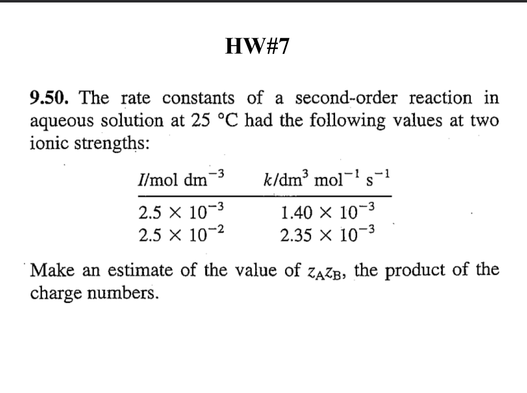 Solved HW#79.50. ﻿The rate constants of a second-order | Chegg.com