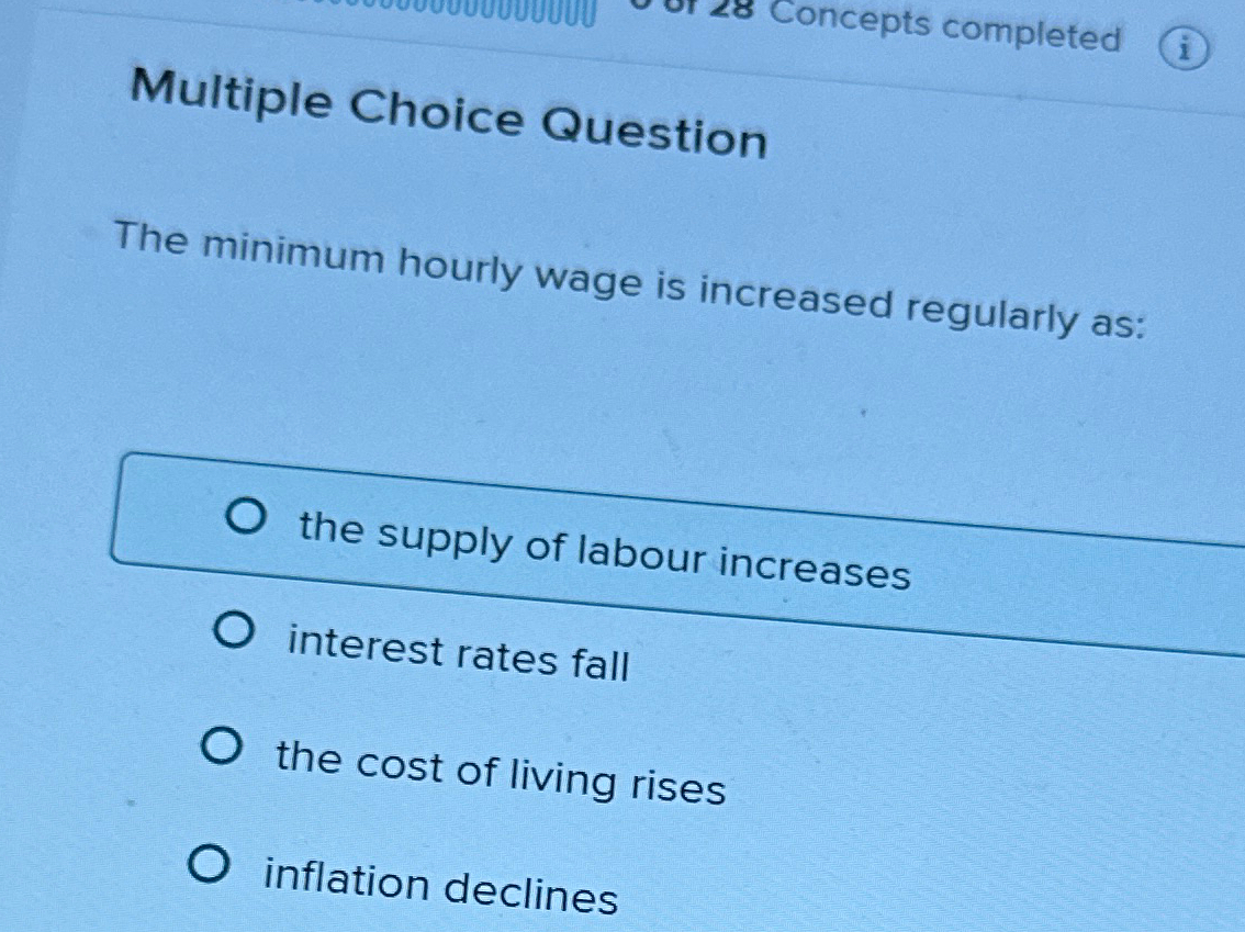Solved Multiple Choice Questionthe Minimum Hourly Wage Is 1657