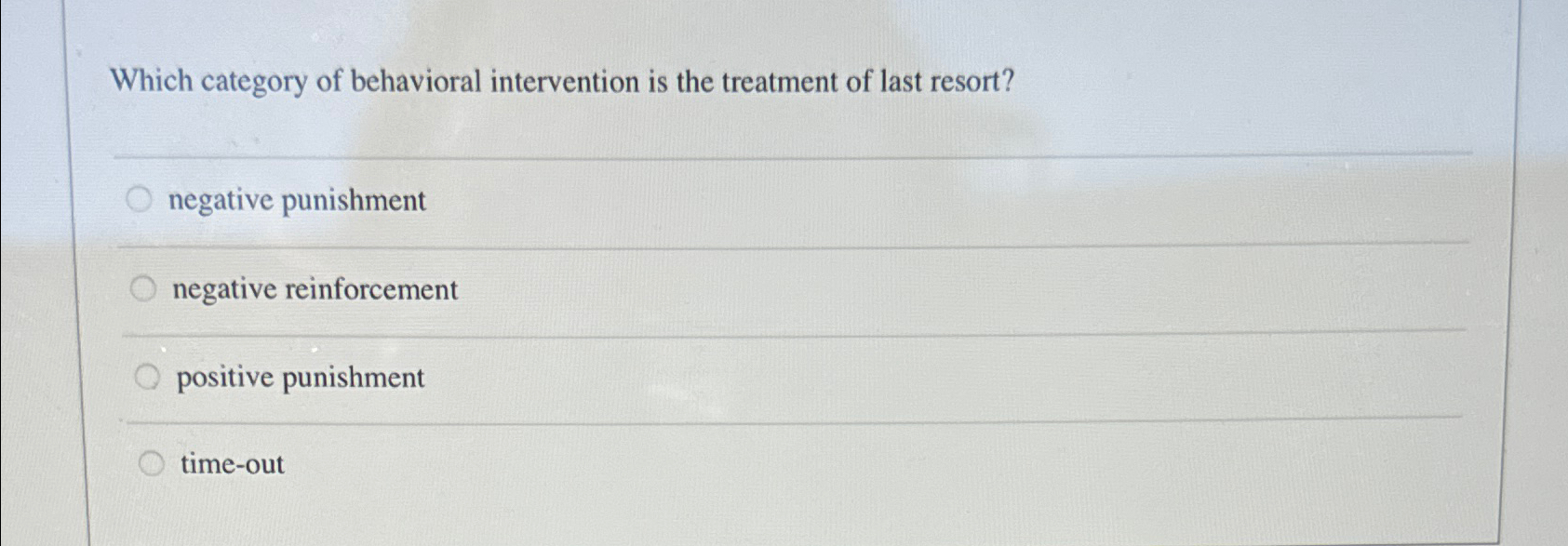 Solved Which category of behavioral intervention is the | Chegg.com