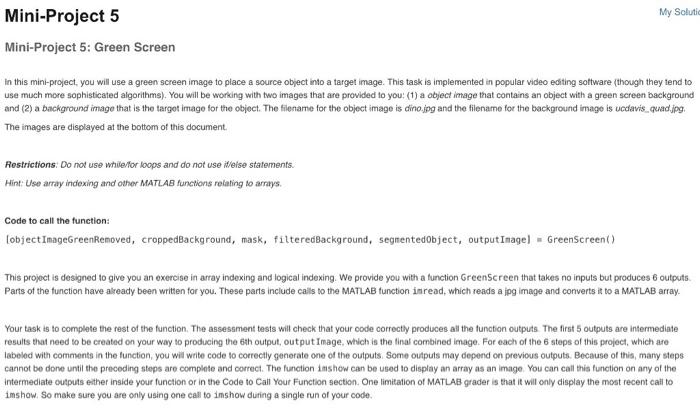 Solved Mini-Project 5: Green Screen In this mini-project, | Chegg.com