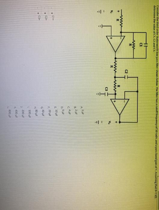 Solved Consider the third order Butterworth low pass filter | Chegg.com