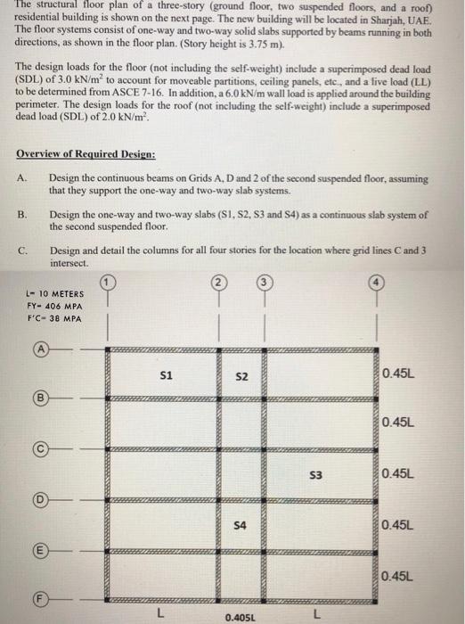 Solved The structural floor plan of a three-story (ground | Chegg.com