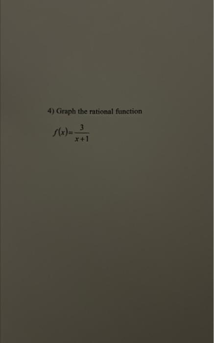Solved 4) Graph the rational function f(x)=x+13 | Chegg.com