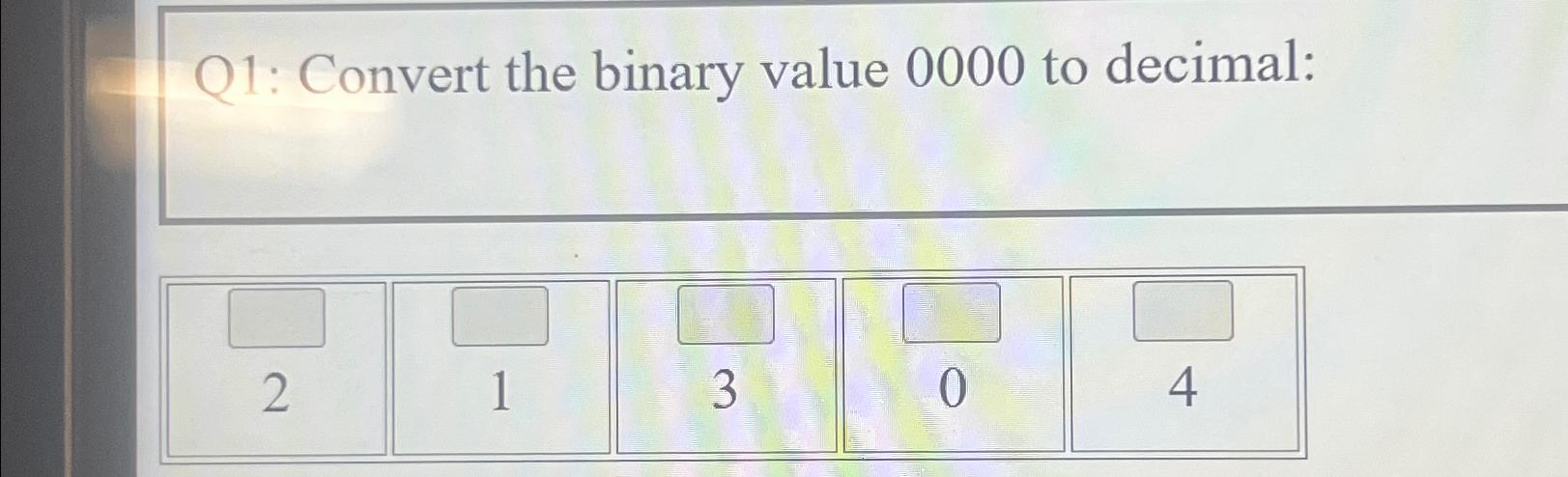 Solved Q1: Convert the binary value 0000 ﻿to | Chegg.com