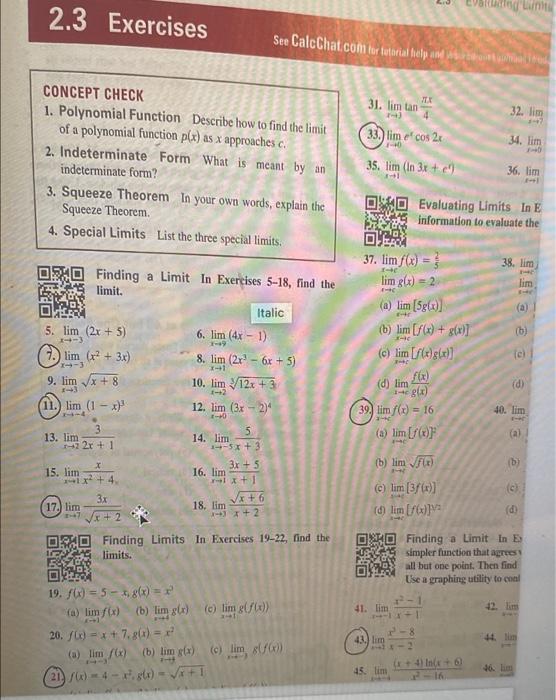 Solved 2.3 Exercises See CalcChat.com tur tutorial help om | Chegg.com