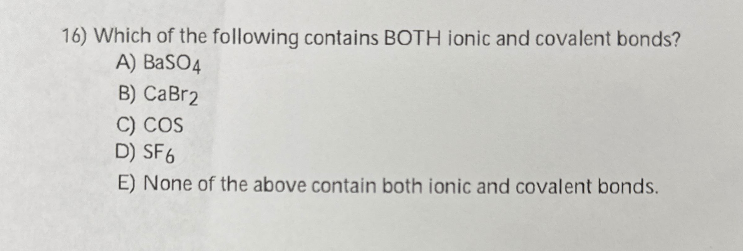 Solved Which of the following contains BOTH ionic and | Chegg.com