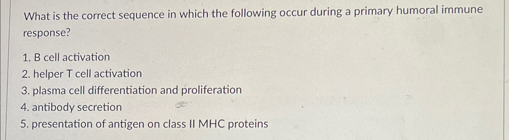 Solved What is the correct sequence in which the following | Chegg.com