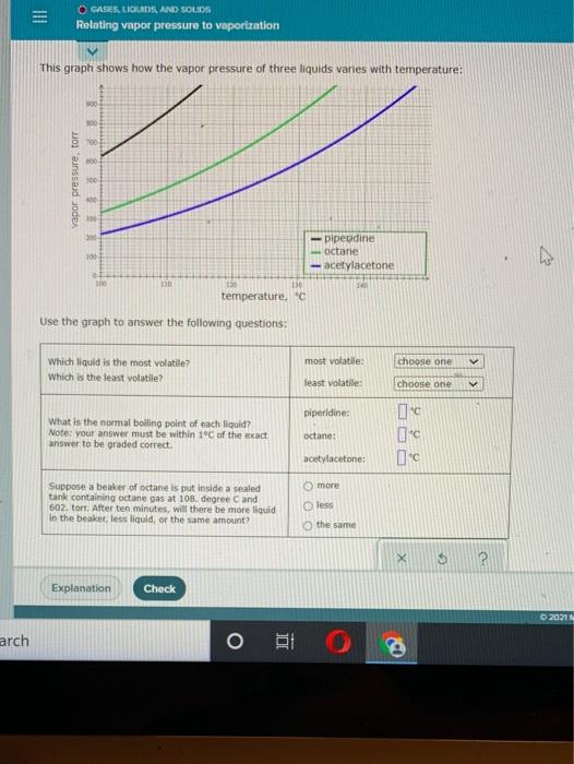 Solved O GASES, LILAD, AND SOUDS Relating vapor pressure to | Chegg.com