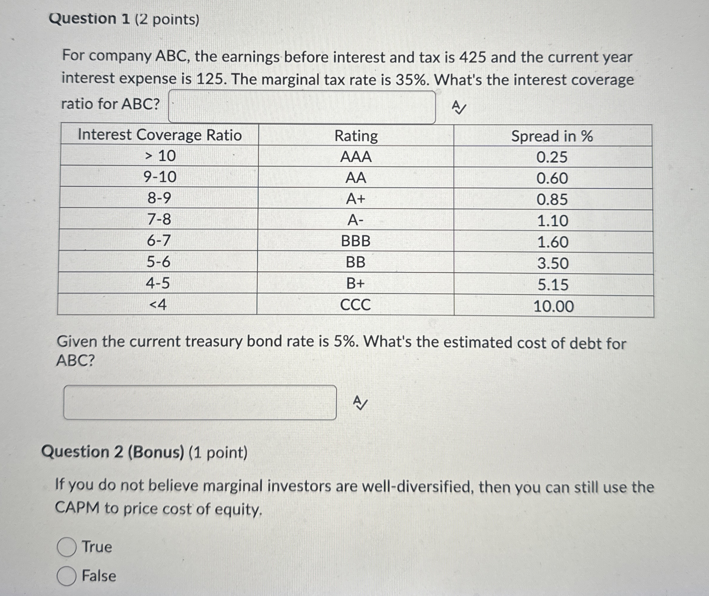 Solved Question 1 (2 ﻿points)For company ABC, the earnings | Chegg.com