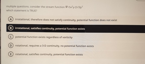 Solved multiple questions, consider the stream function | Chegg.com