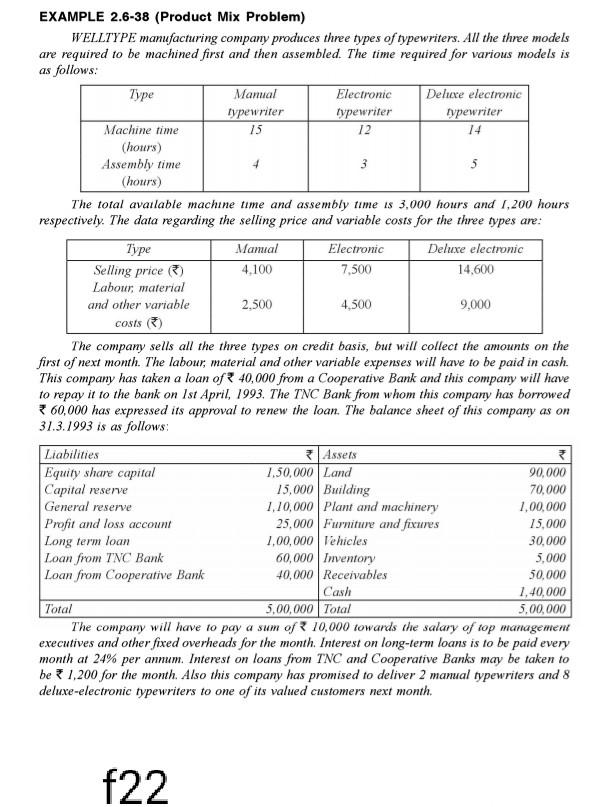 Solved Type EXAMPLE 2.6-38 (Product Mix Problem) WELLTYPE | Chegg.com